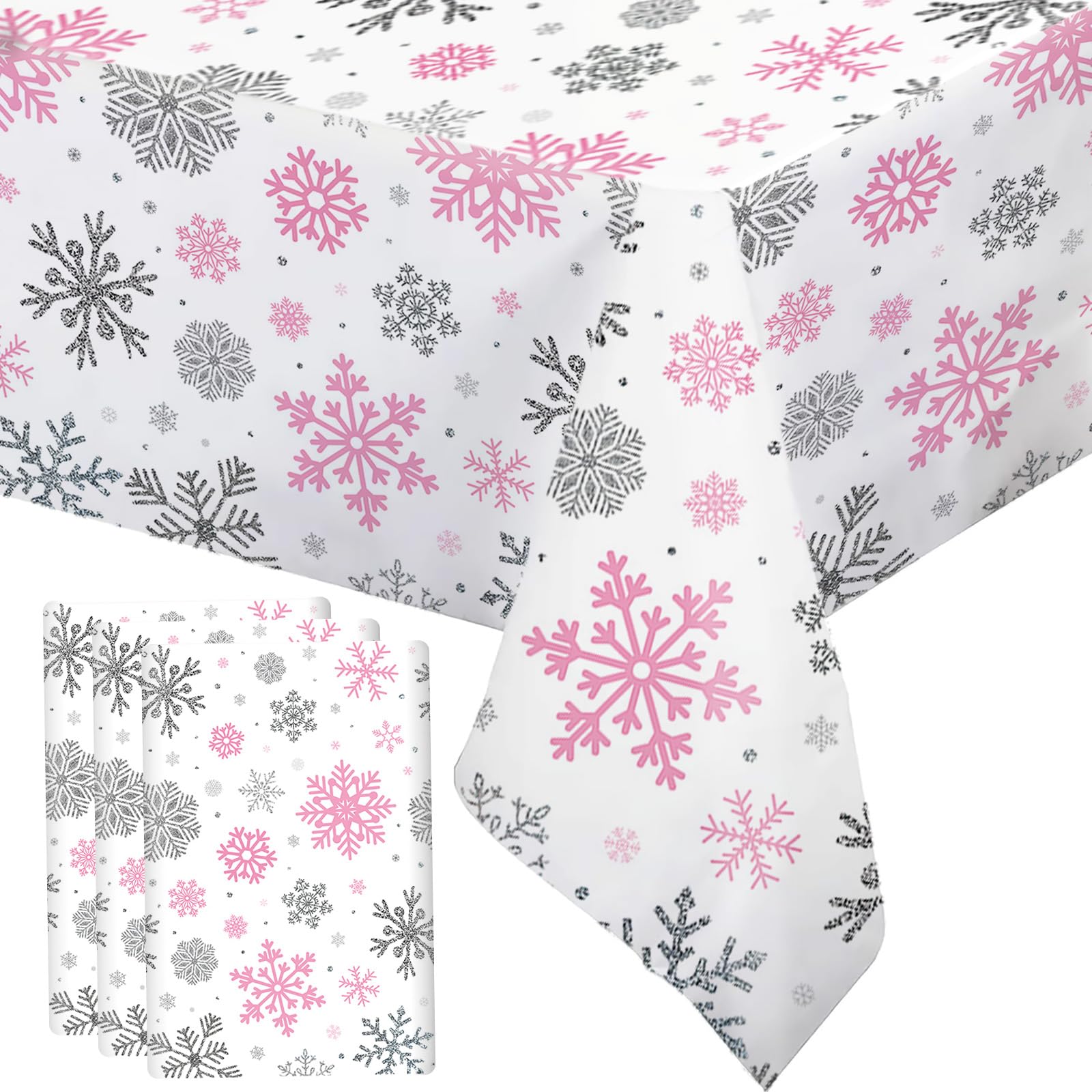 Amazon.com: MEHOFOND 3 Pack Snowflake Tablecloth, 108 x 54 Inch Winter ...
