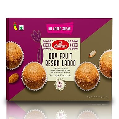Haldiram's Dry Fruit Besan Ladoo (No Added Sugar) 400g | Handcrafted Indian Traditional Sweets ...