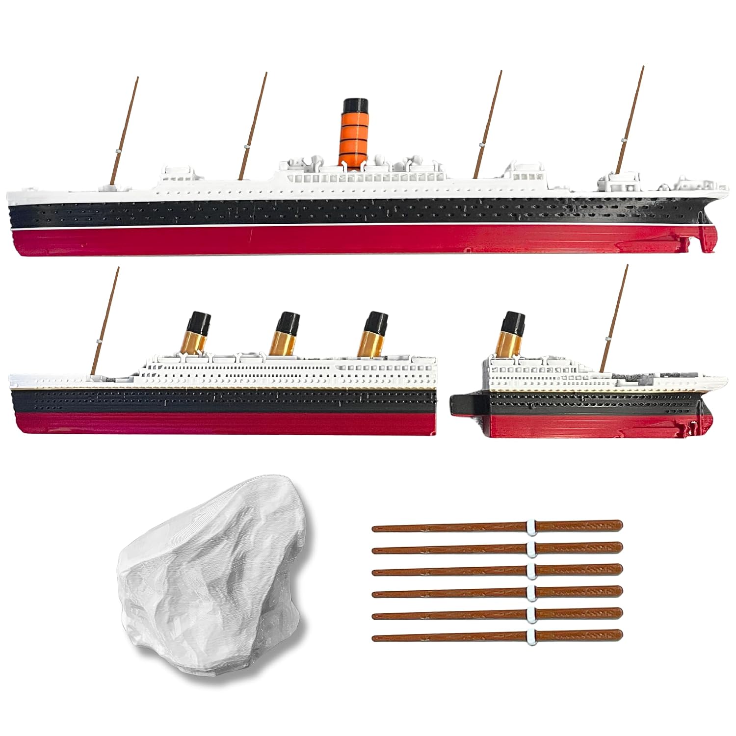 Amazon.com: 2Pack Split In Half Titanic & RMS Carpathia Model Ship 1 Ft ...