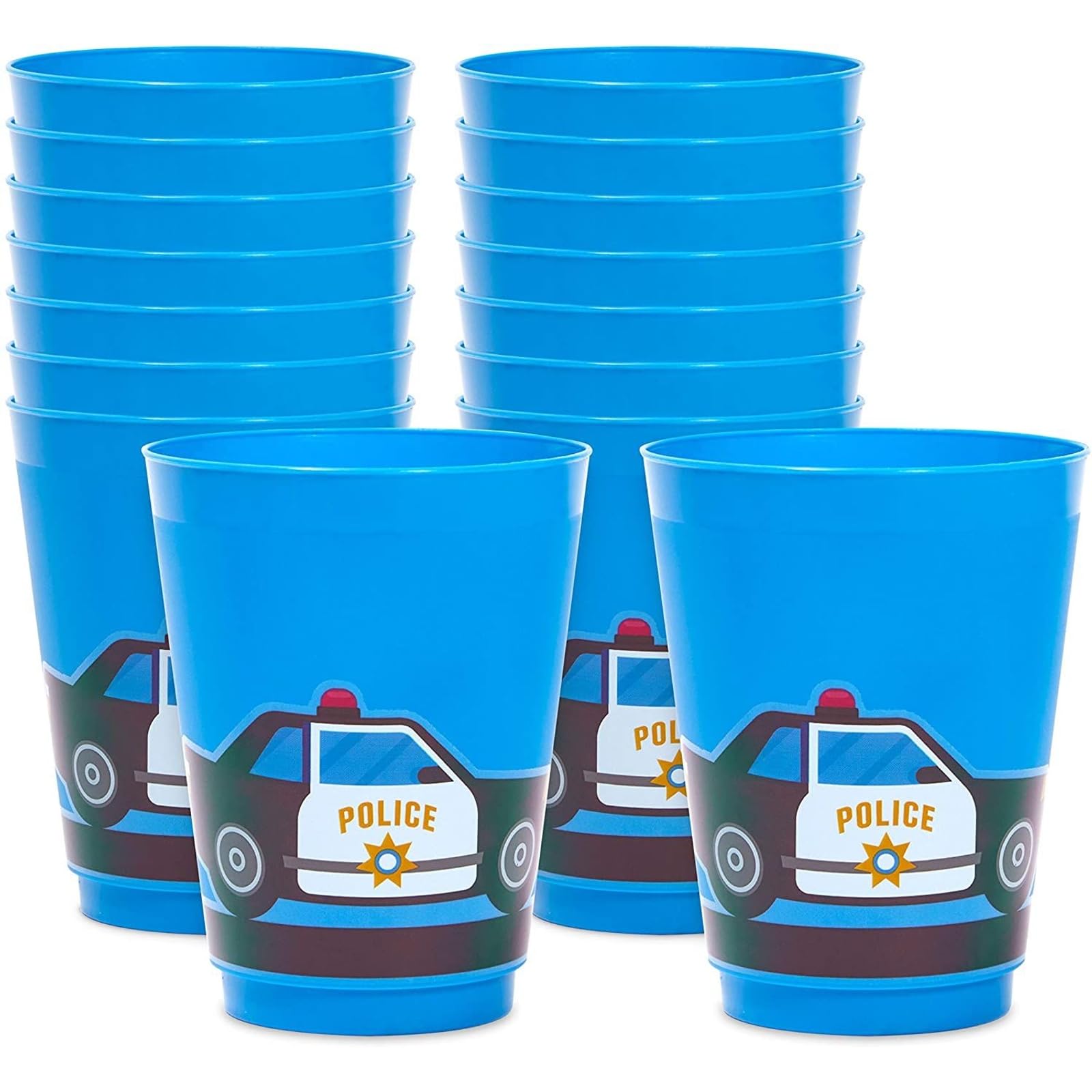 Snapklik.com : BLUE PANDA 16 Pack Plastic Police Cups For Kids, Car ...