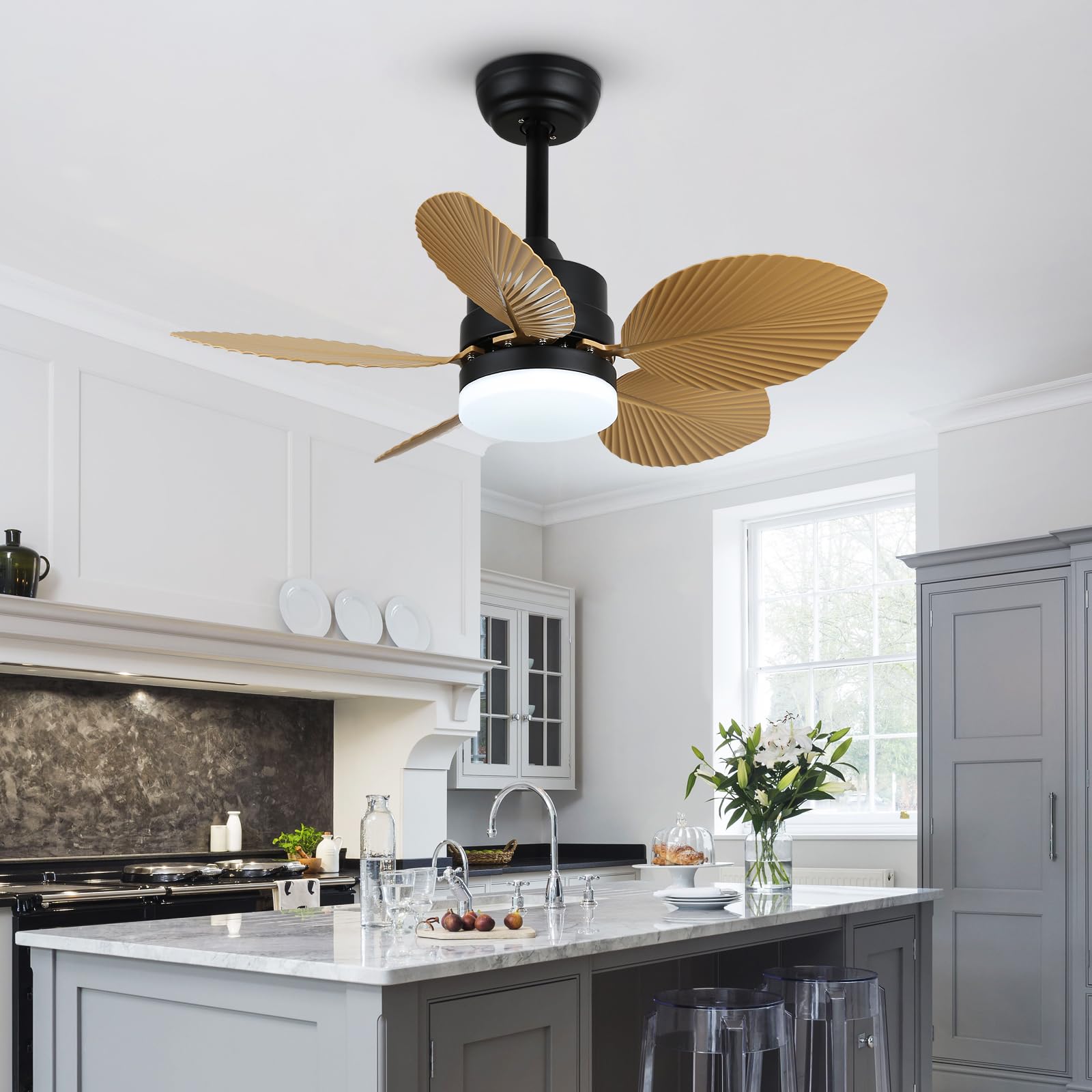 Plantation Ceiling Fans VETRULUS Ceiling Fan With Light, 24Inch