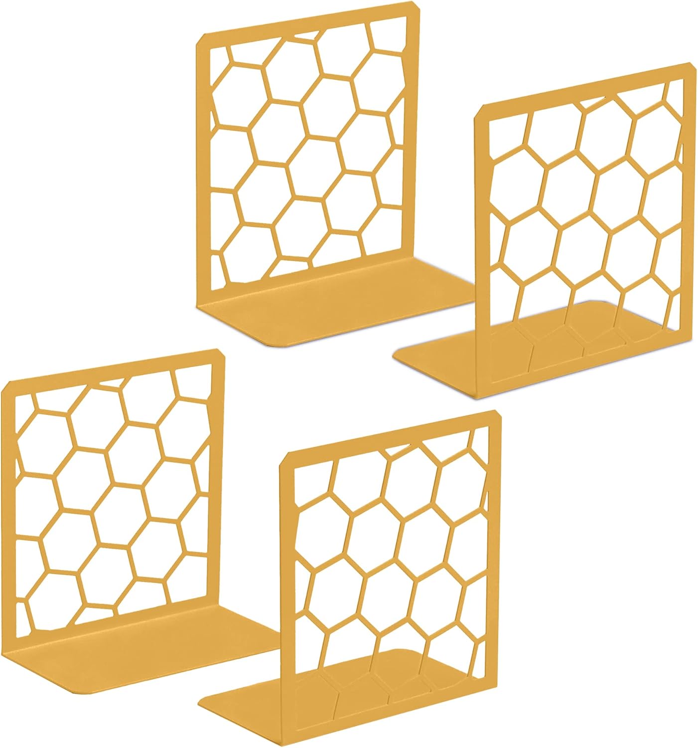 Amazon.com: Premium Geometric Gold Honeycomb Bookends for Shelves ...