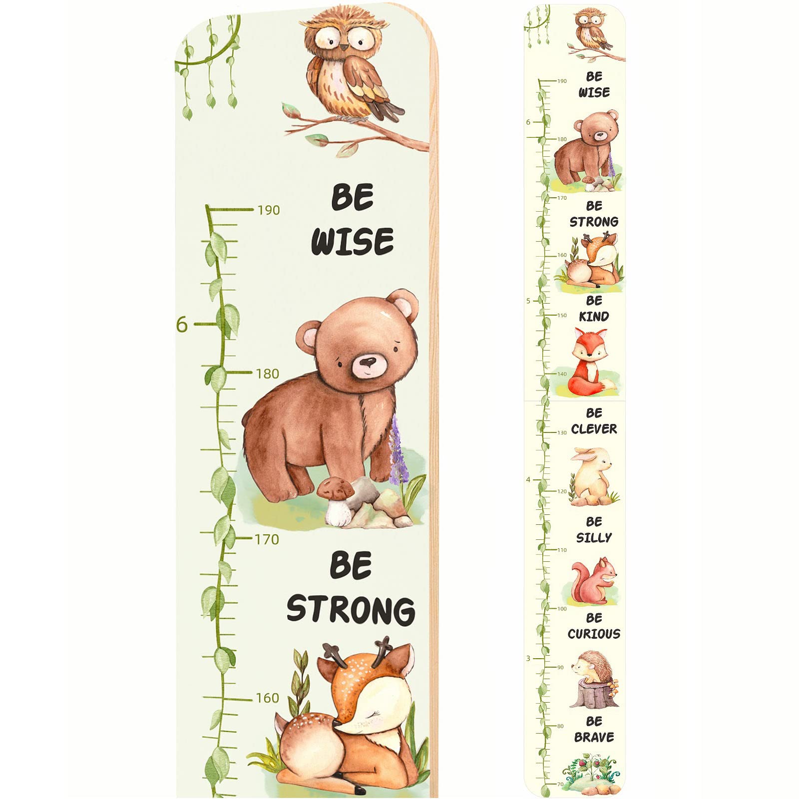 Woodland Animals Growth Chart for Kids, Solid Wood Forest Animals ...