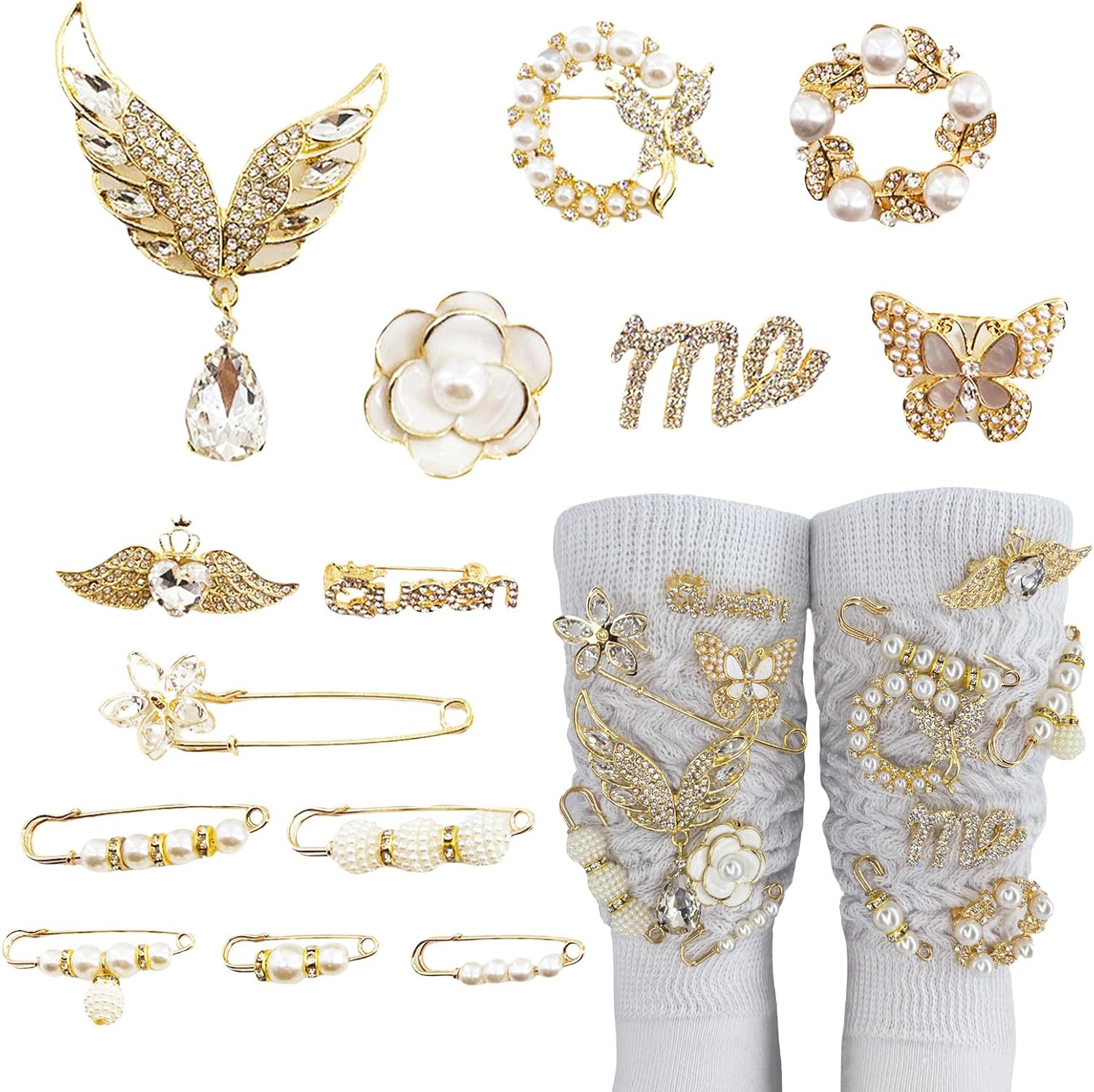 Amazon.com: Gold Charms for Socks - Fun Junk Socks Charms with Bling ...