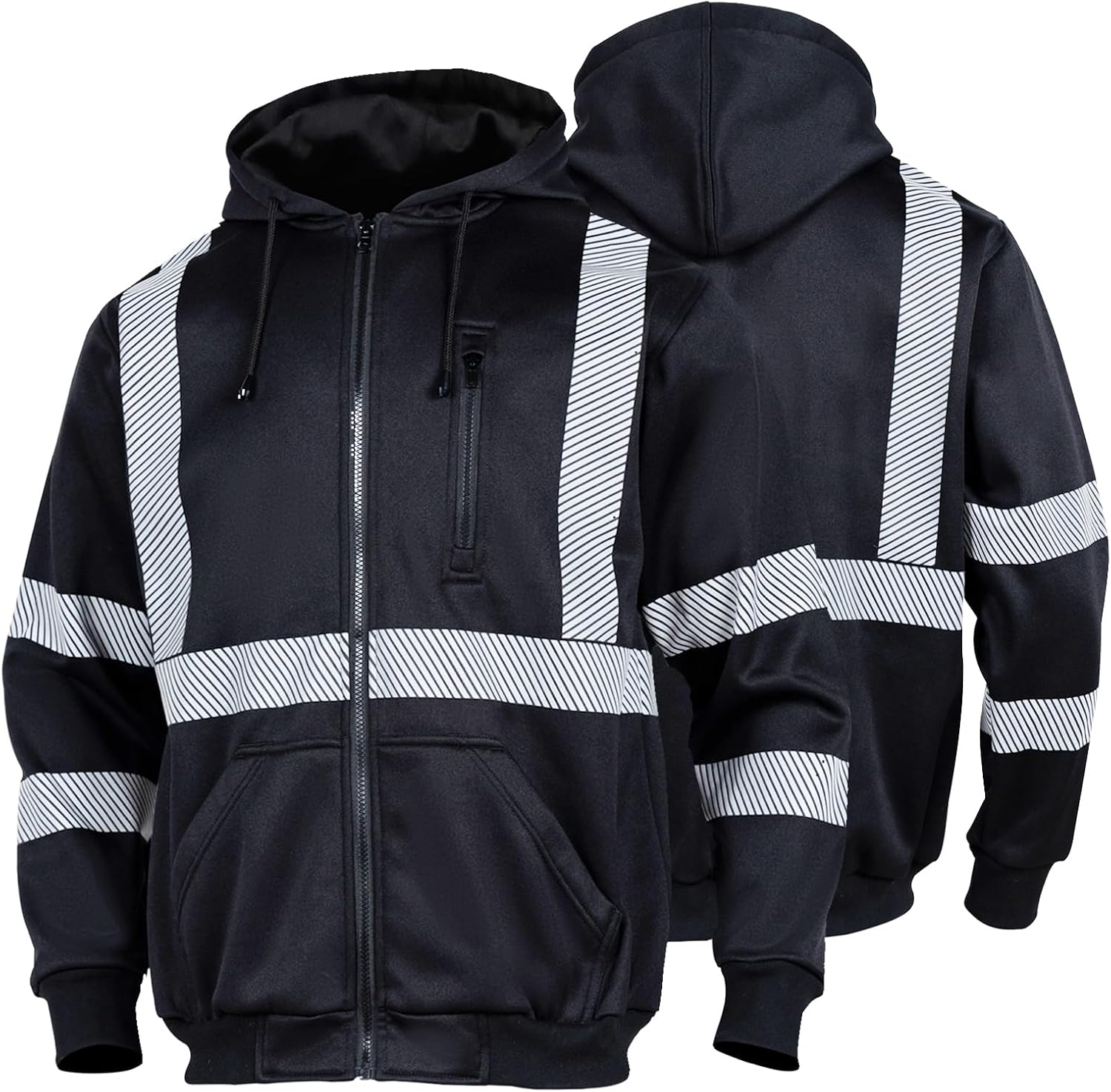 FONIRRA Hi Vis Safety Fleece Hoodie for Men Reflective Jacket ANSI Class 3 High Visibility ...