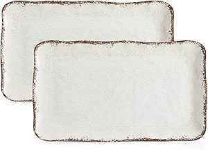 LEHAHA Farmhouse Large Serving Platters, 2 Piece Melamine Dinnerware ...