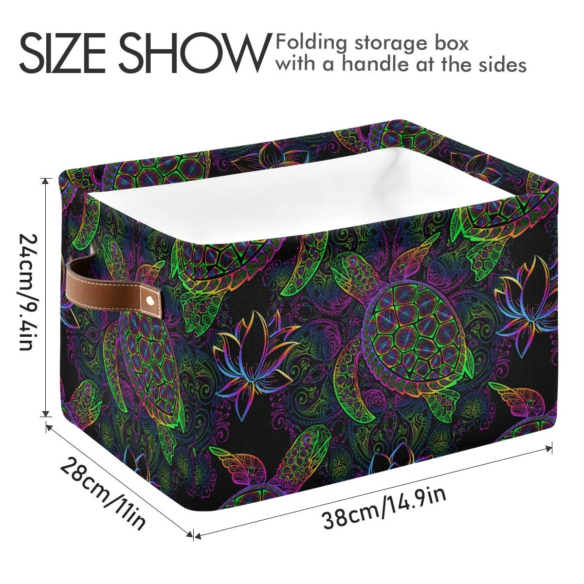 KEEPREAL Large Storage Basket Bin Mandala Sea Turtle Storage Cube Box ...