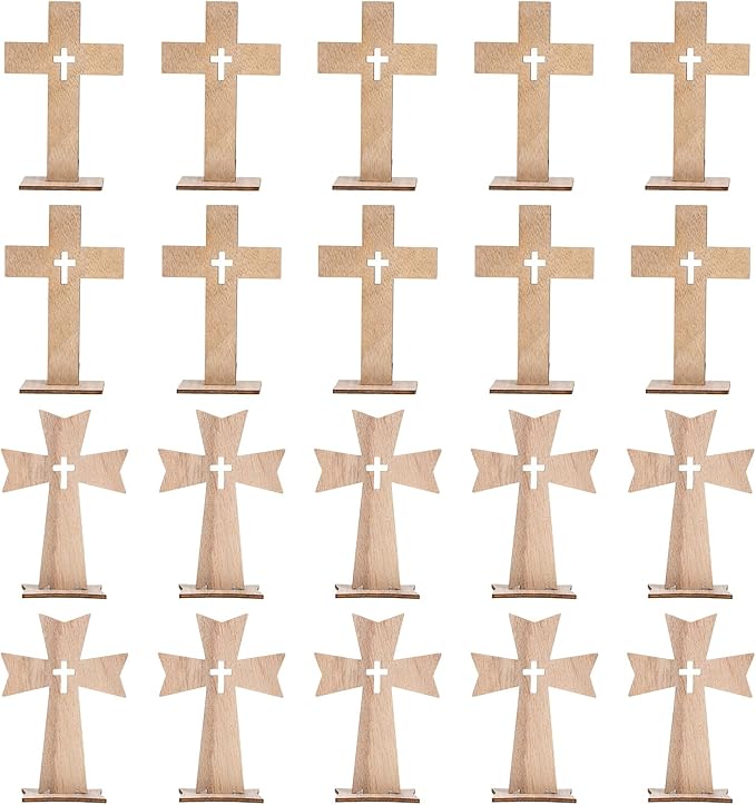 Amazon.com: SEWACC 20pcs Wooden Crosses for Crafts Small Unfinished ...