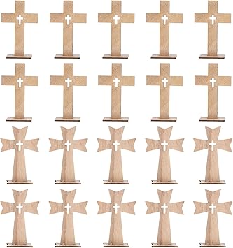 Amazon.com: SEWACC 20pcs Wooden Crosses for Crafts Small Unfinished ...