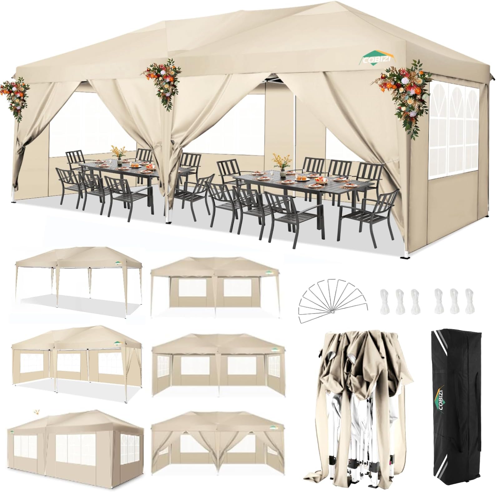 Amazon.de: WOLTU Pavillon, Faltpavillon 3x6 m, mit 6 Seitenwänden ...