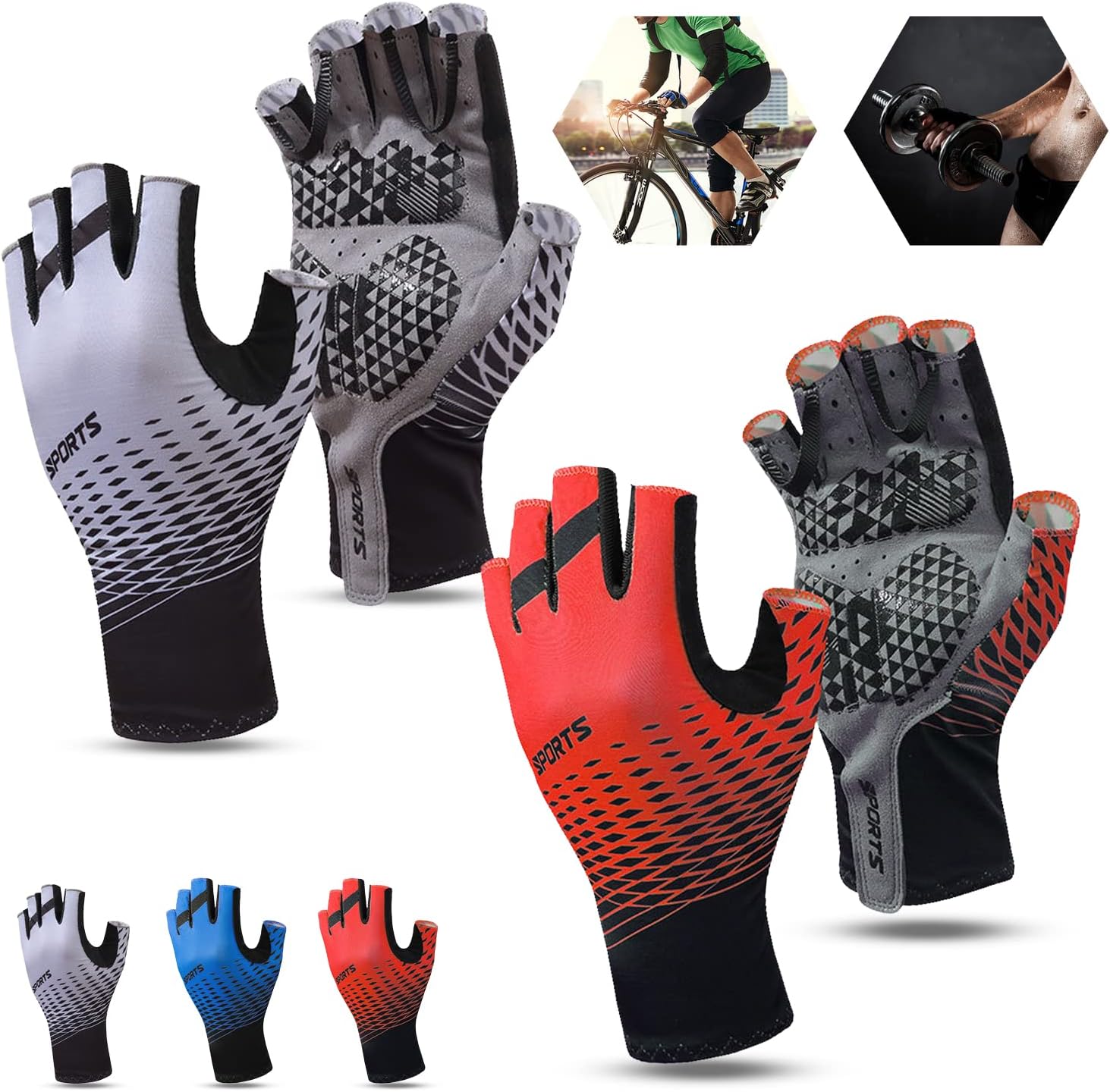 INBIKE 5mm Gel Pad Half Finger Bike Bicycle Cycling Gloves : Amazon.com ...