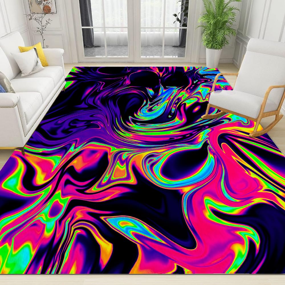 Amazon.com: Modern Abstract Colorful Psychedelic Area Rug 2'x 3'Retro ...