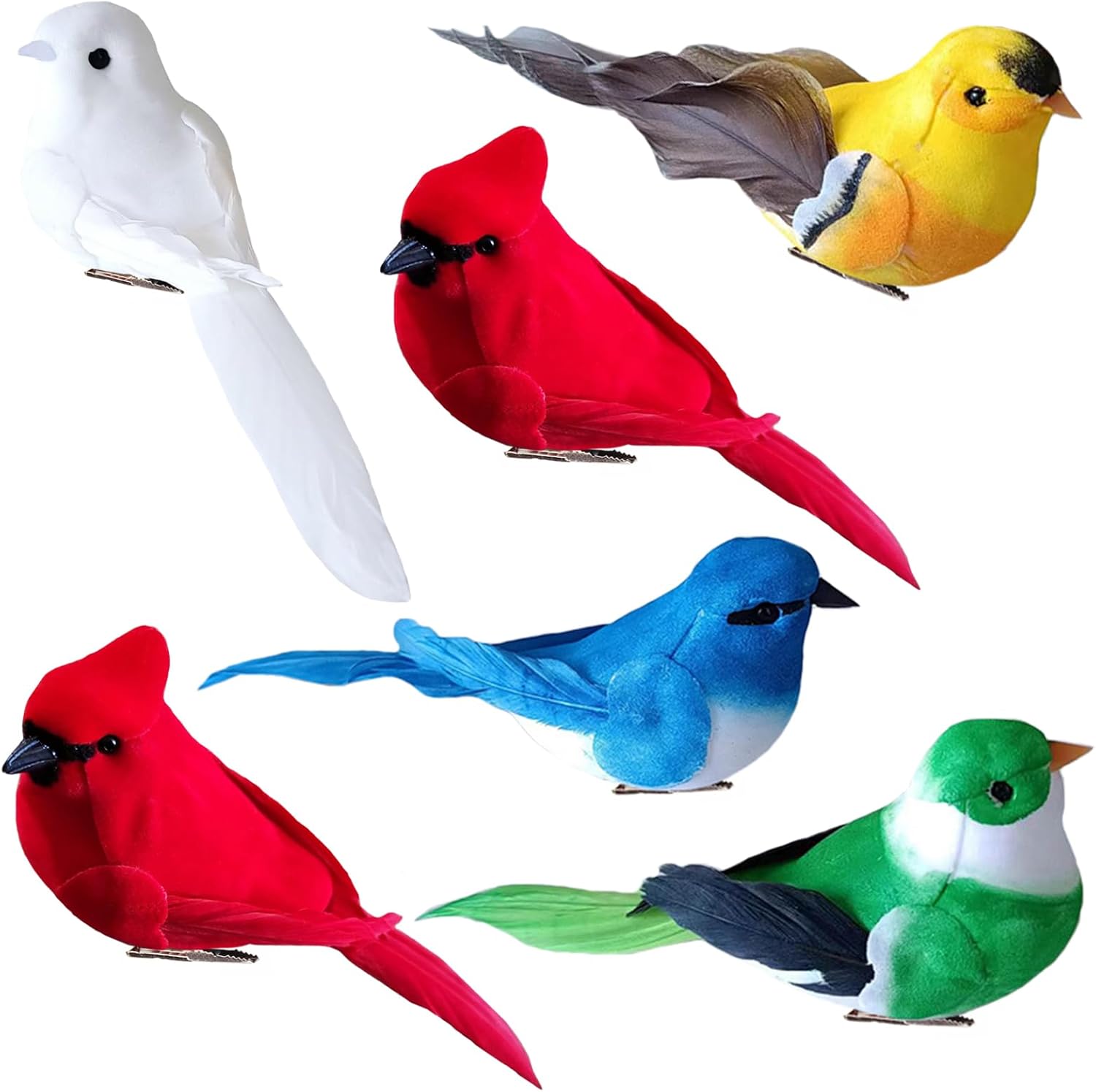 Amazon.com: 6 Pcs Artificial Birds Clip on Fake Birds Feathered ...