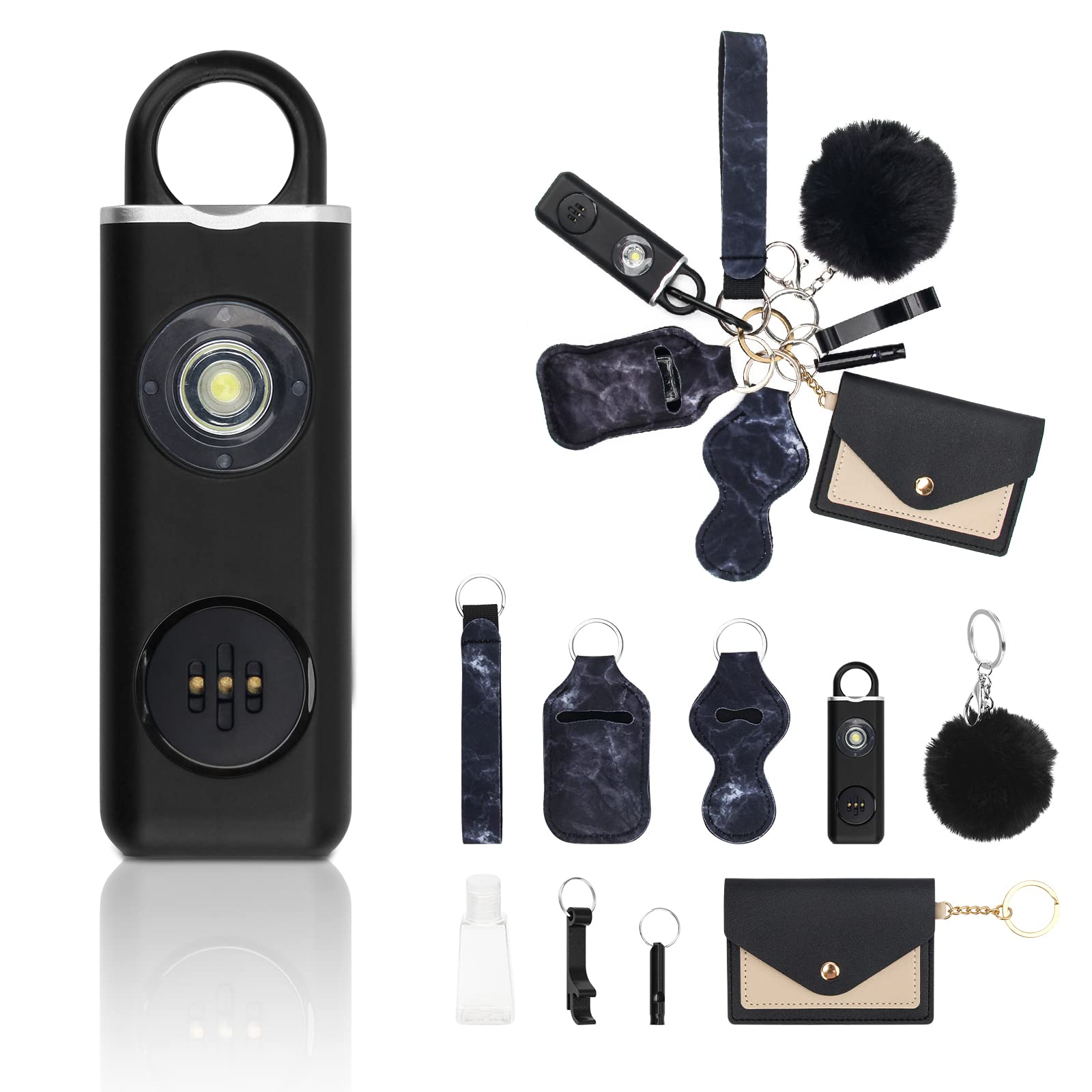 Safety Alarm Keychain for Women, Rechargeable Loud 130DB Self Defence ...