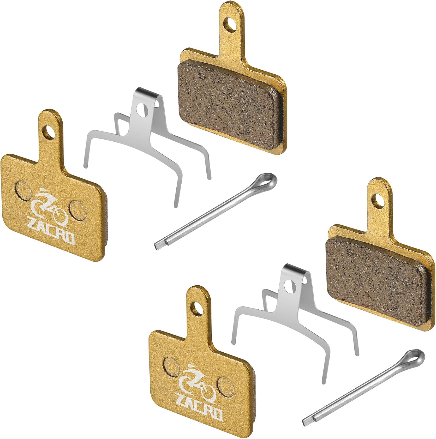 Zacro Bike Brake Pads, 2 Pairs Multi-Metallic Bicycle Disc Brake Pads ...