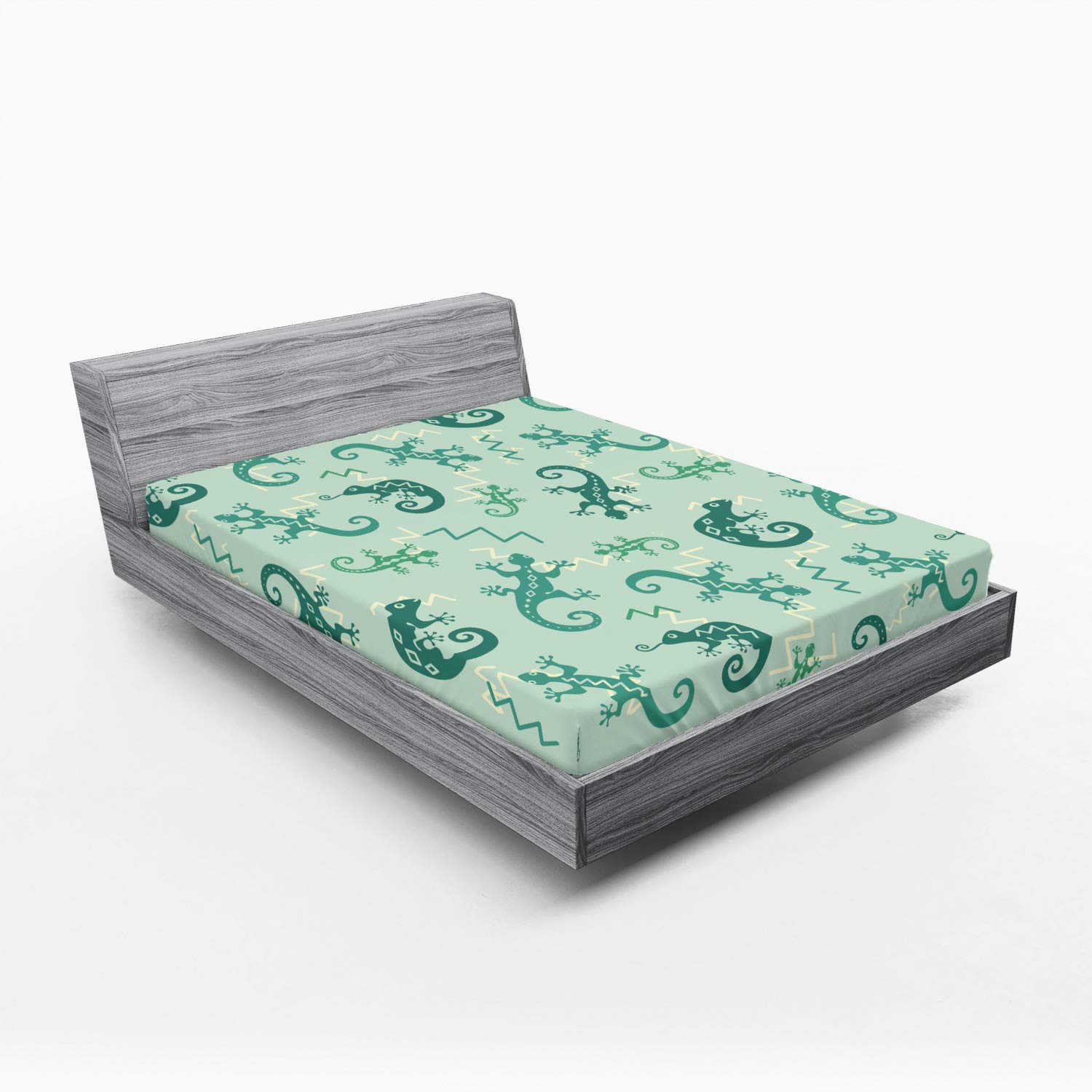 Amazon.com: Ambesonne Reptile Fitted Sheet, Exotic Lizards Chameleons ...