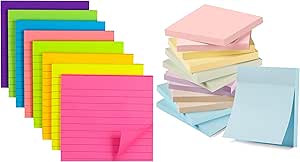 Amazon.com : 4x4 Lined Sticky Notes and 3x3 Pastel Sticky Notes ...