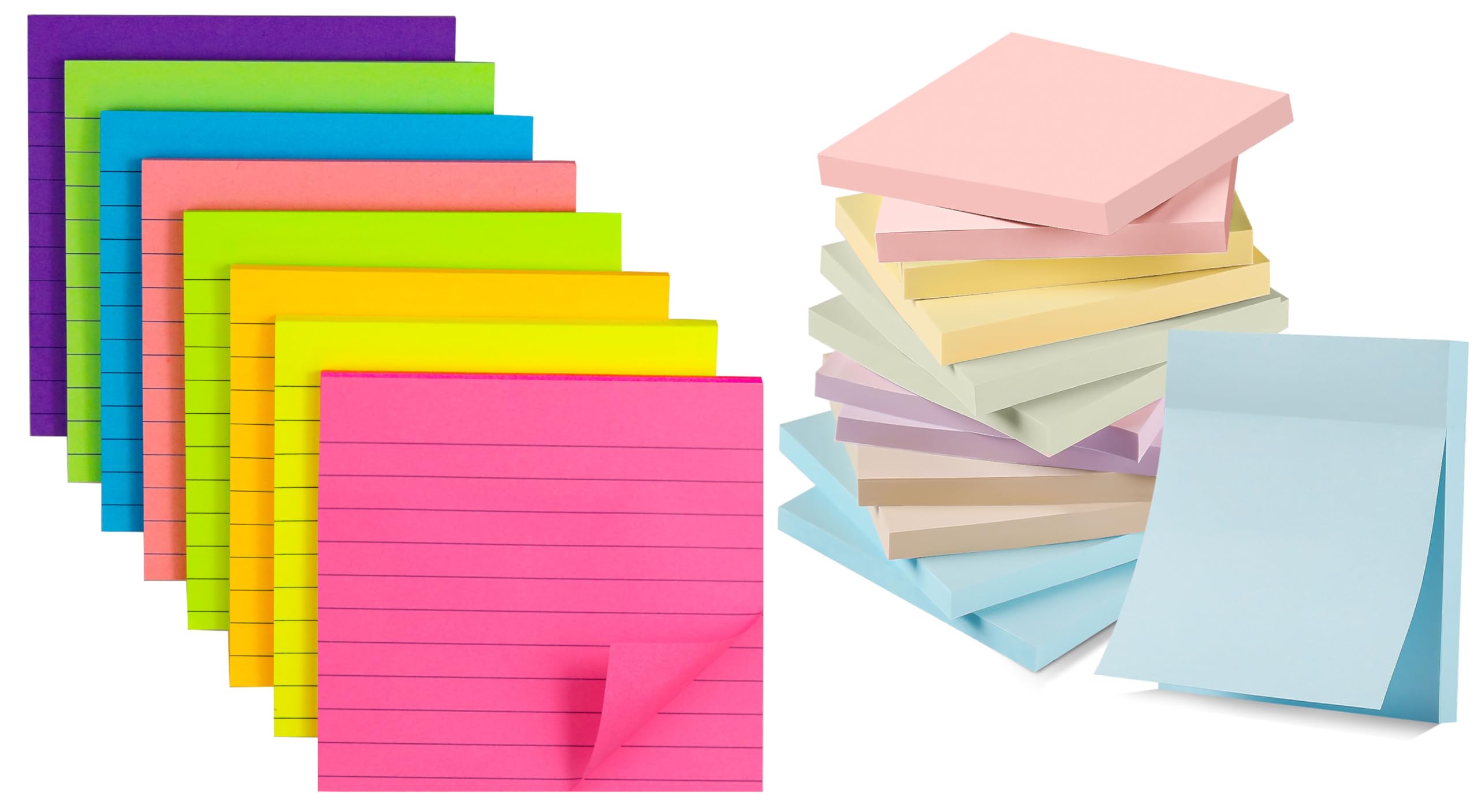 Amazon.com : 4x4 Lined Sticky Notes and 3x3 Pastel Sticky Notes ...