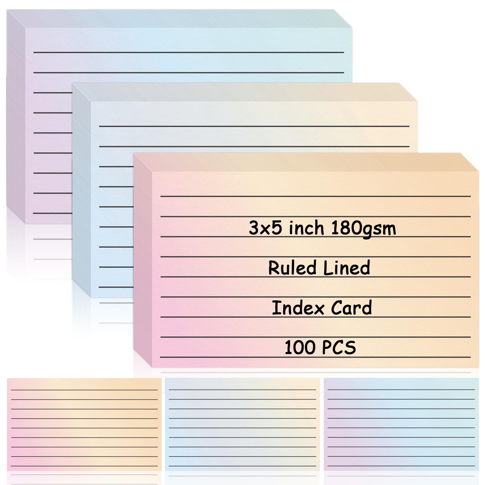 Snapklik.com : 100 Pack Ruled Index Cards 3x5 Gradient Colored Index ...