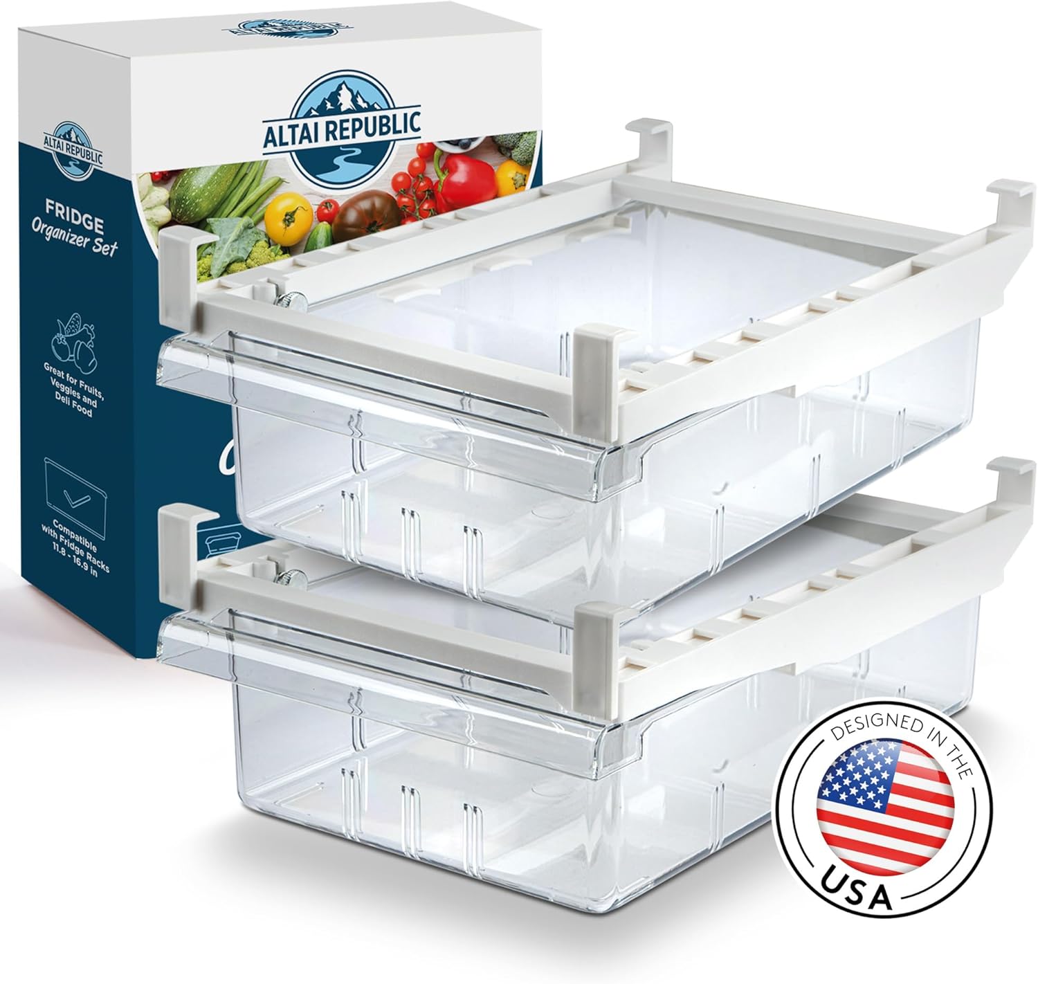 Amazon.com: Altai Republic 2 Pack Fridge Drawers - Pull Out ...