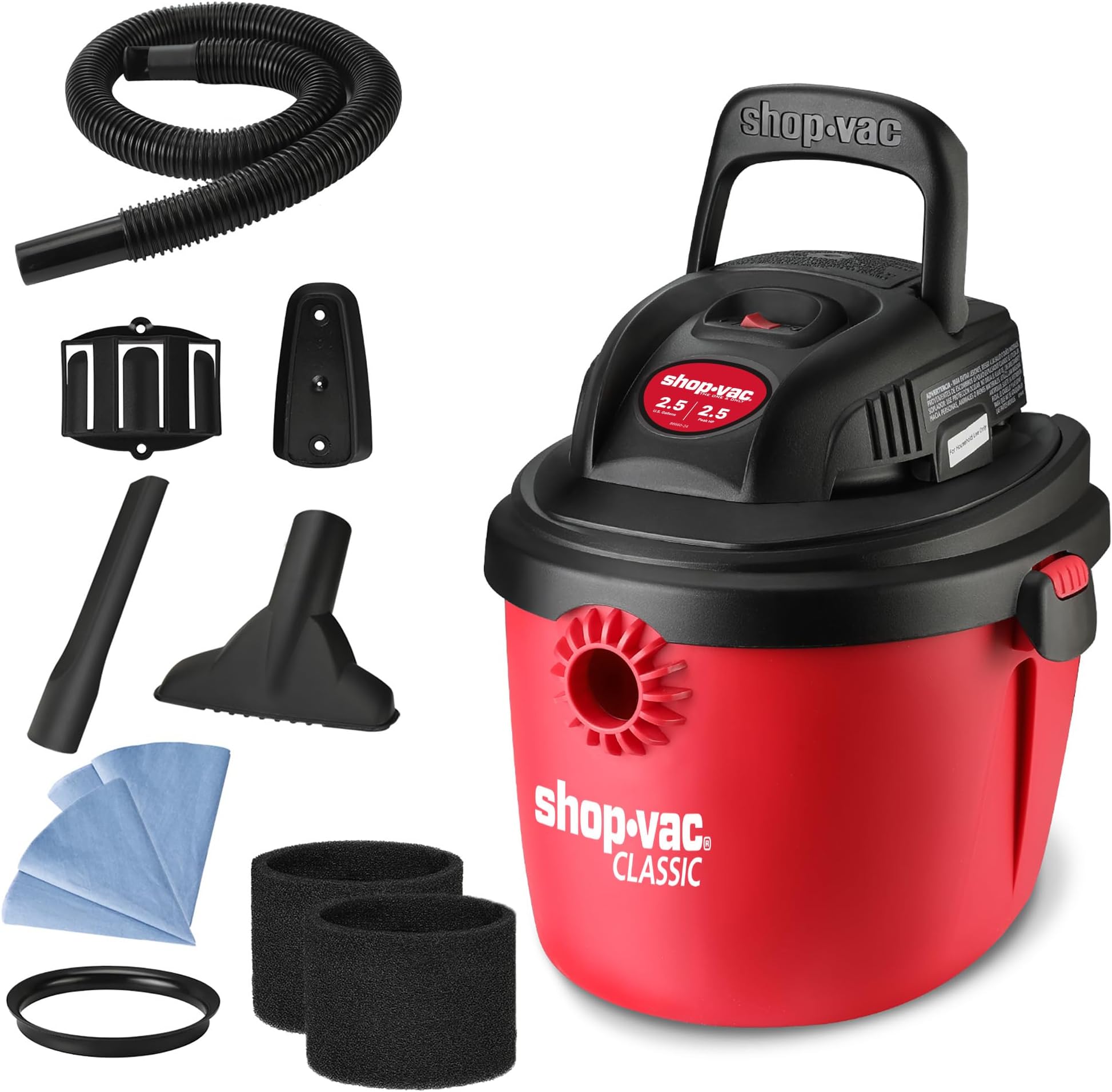 Amazon.com: Hyper Tough 1.5 Gallon Wet Dry Vacuum 2 Peak HP Portable ...