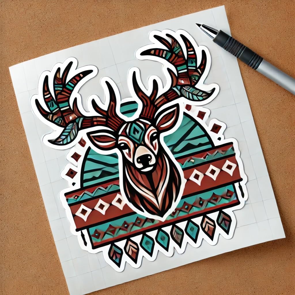 Amazon.com - Native American Deer Laptop, Wall, Car, Window, Bumper, Sticker, Decal - Waterproof ...