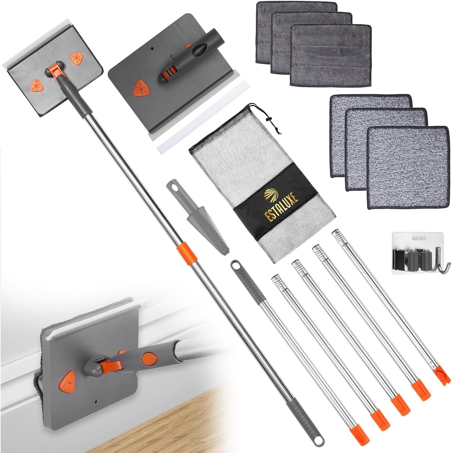 Amazon.com: Wall Cleaner Mop with Long Handle 80 Inches,Wall Scrubber ...