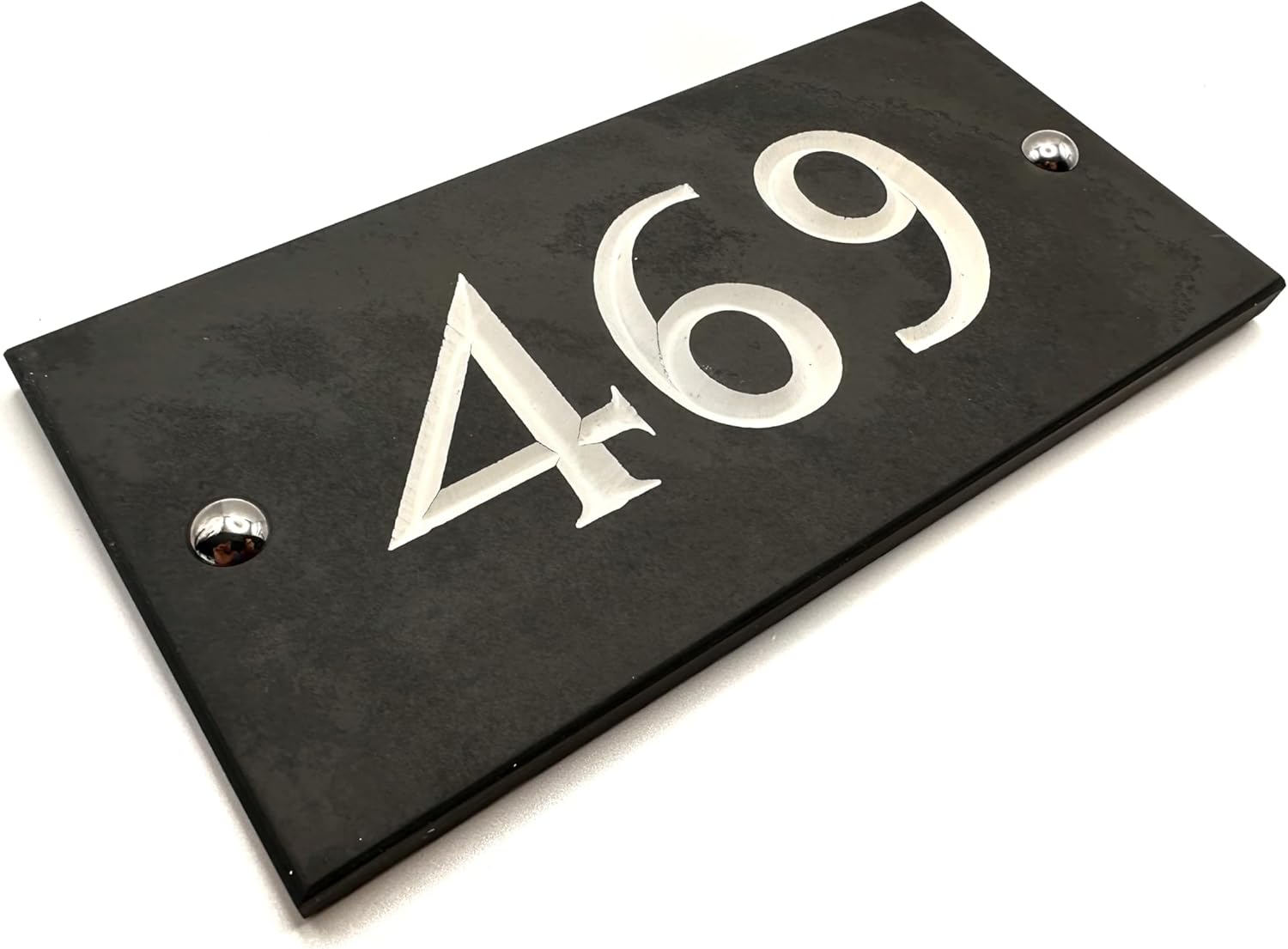 Hand Engraved Slate House Number – Deep V-Cut, Natural Stone ...