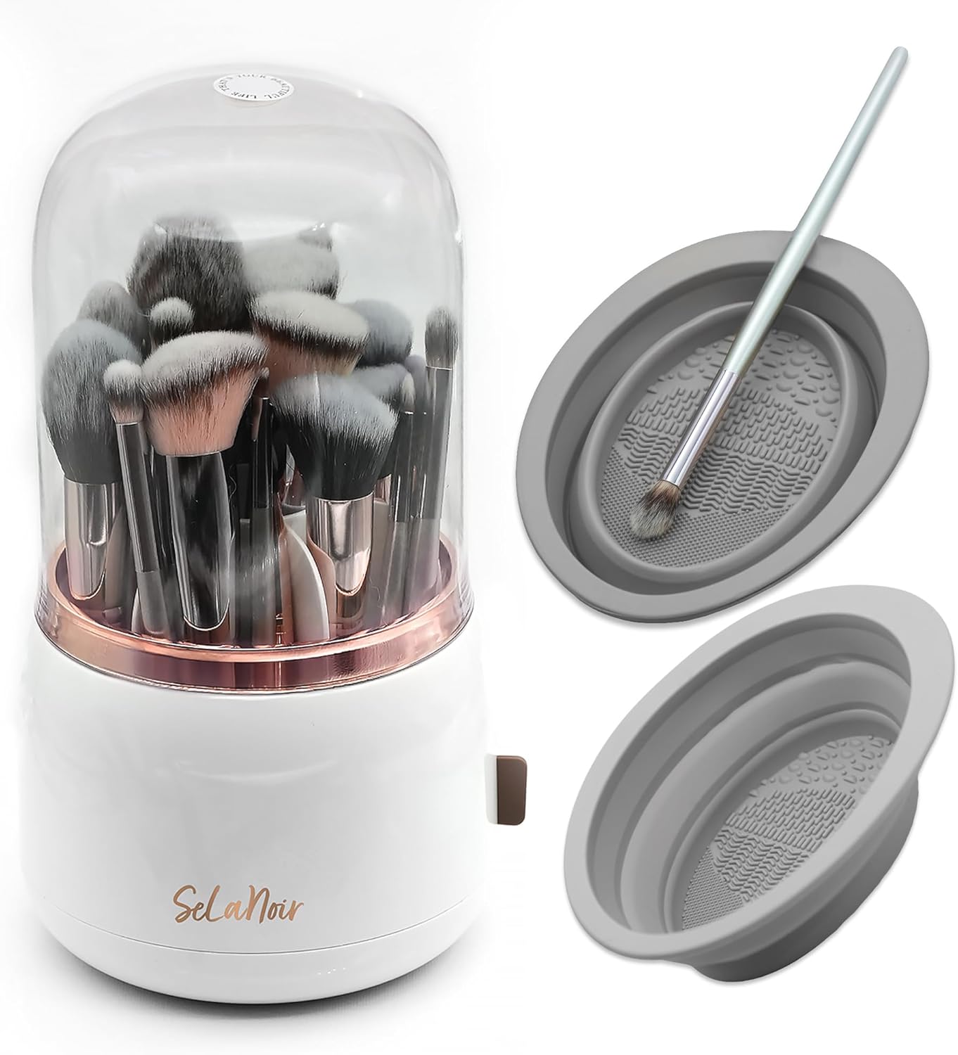 Amazon.com: Selanoir Rotating Makeup Brush Holder with Lid – Dustproof ...