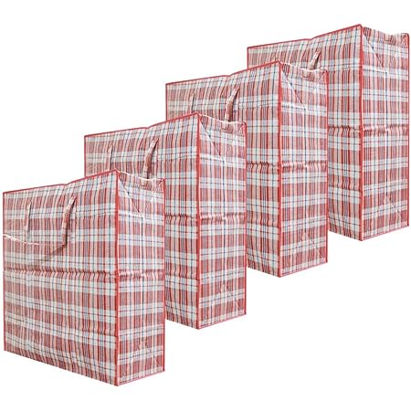 Amazon.com: Set of 6 Large & Jumbo Plastic Checkered Laundry Bags with ...