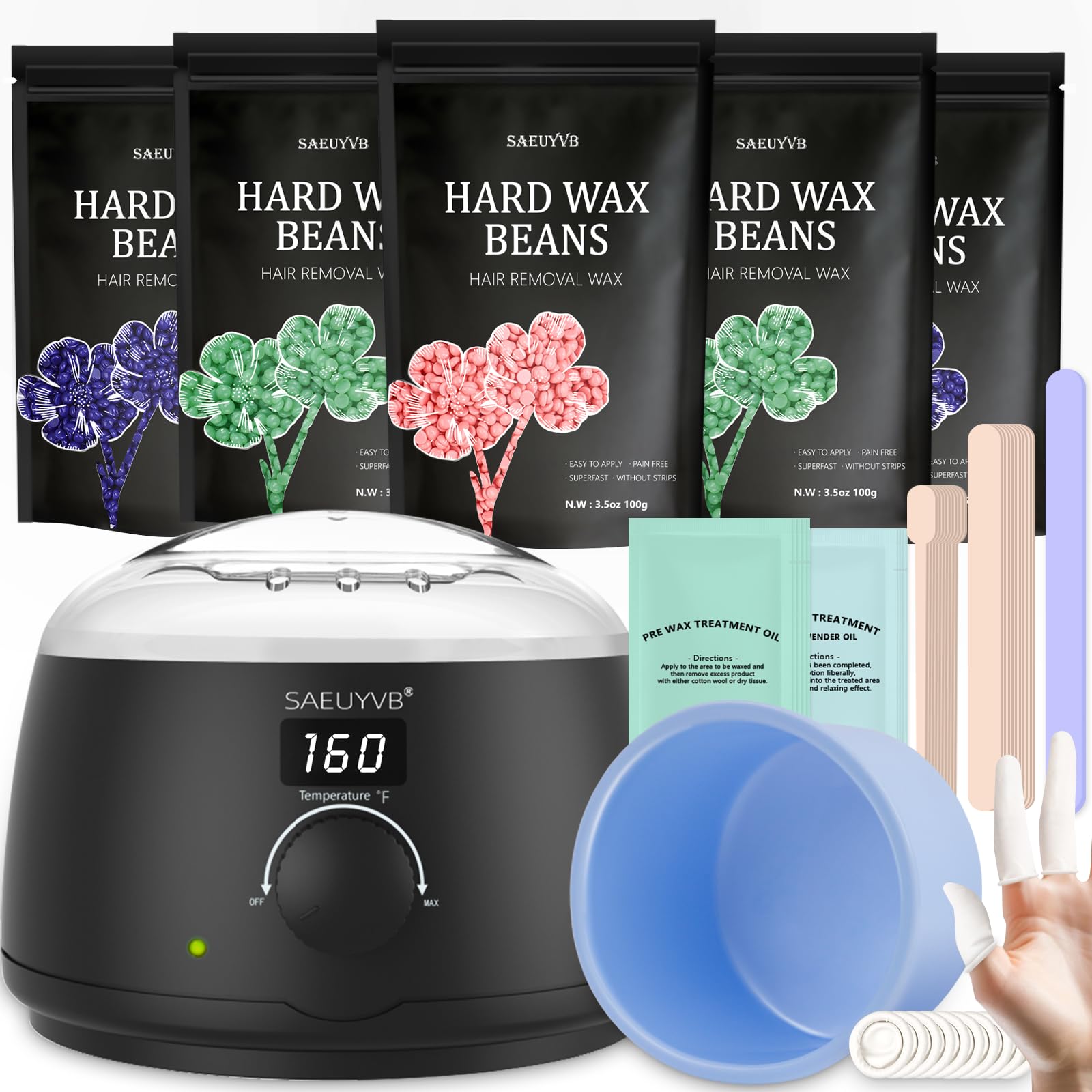 Amazon.com: Waxing Kit for Women - Premium Hot Melt Hard Wax Warmer for ...