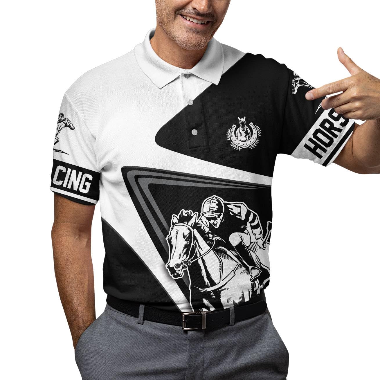 Snapklik.com : Funny Horse Racing Polo Shirts For Men Vintage Mens Polo ...
