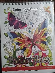 Amazon.com: SOUTHERN LOTUS Color by Number Butterfly & Flower Patterns Spiral Coloring Book ...