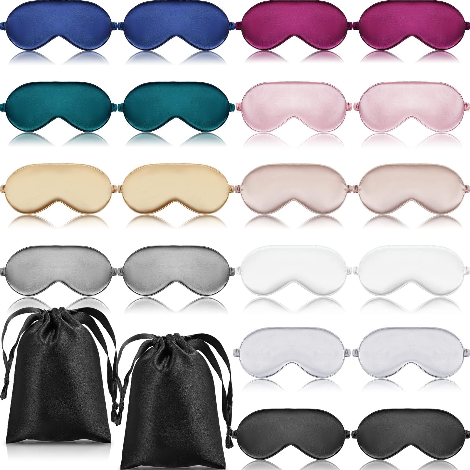 Amazon.com: 20 Pieces Silk Sleep Eye Mask with Elastic Strap Soft ...