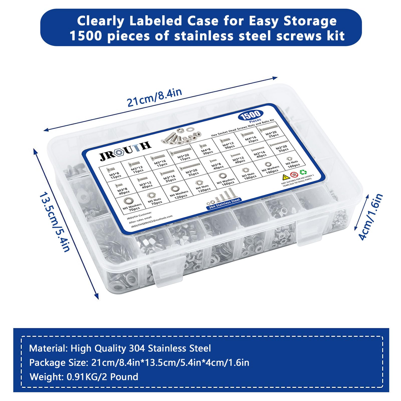 Snapklik.com : 1500pcs Screws Assortment Hex Socket Flat Head Screws ...