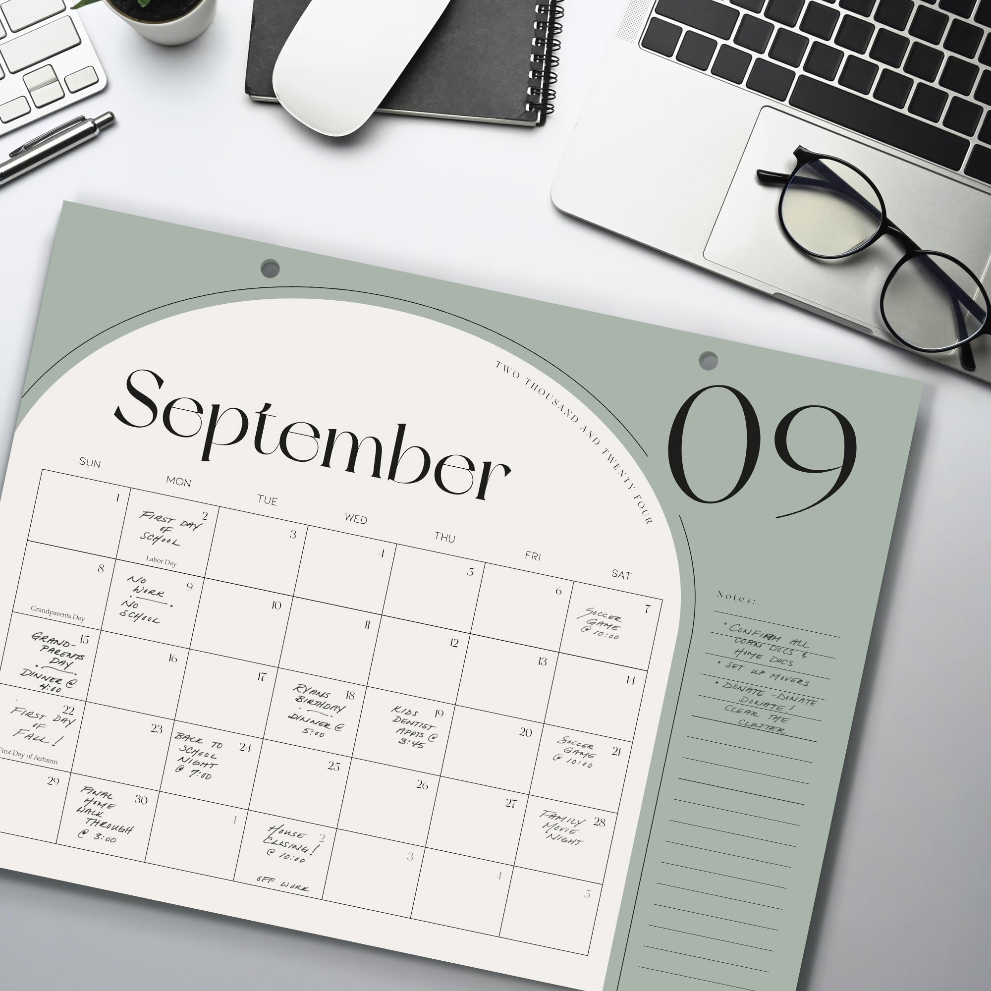 Snapklik.com : Aesthetic Sage Green Desk Calendar 2024-2025 - Runs From ...