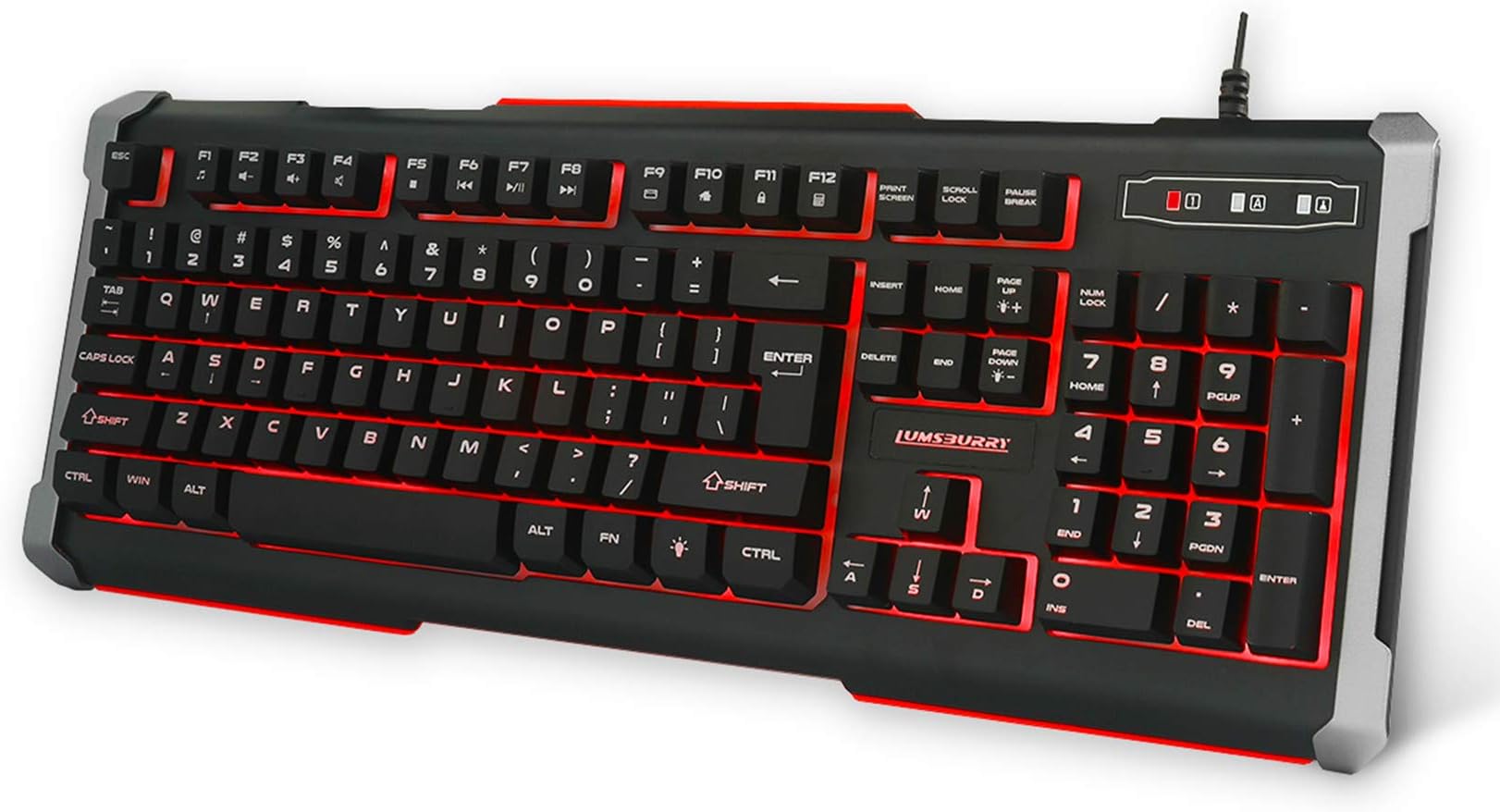 Amazon.com: Lumsburry 3 Colors LED Backlit Gaming Keyboard with Anti ...