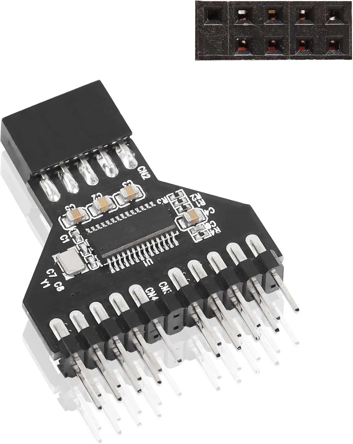 Amazon.com: YAODHAOD 9pin USB Header Splitter 1 Male to 2 Female ...