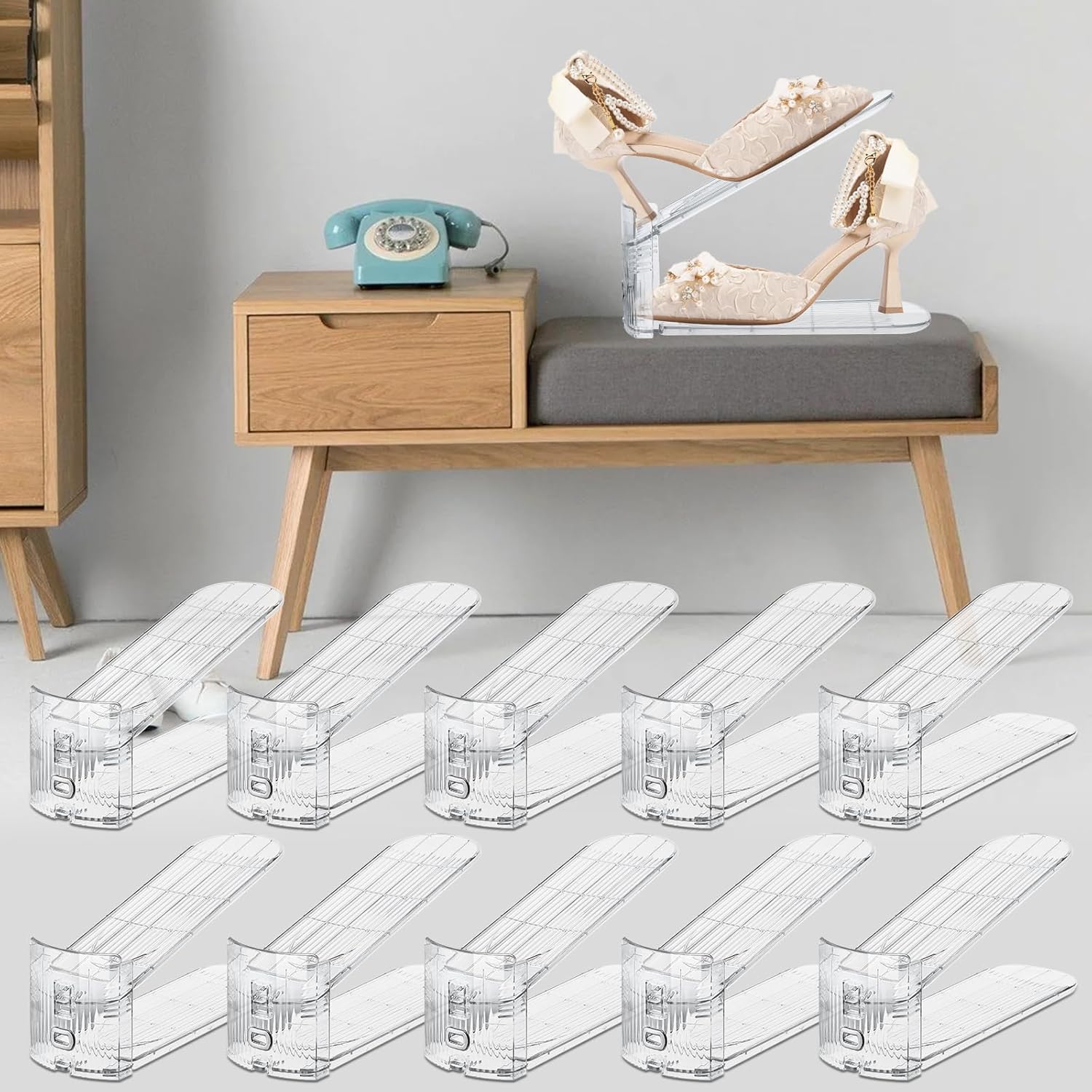 Amazon.com: TOOKNIN Adjustable Shoe Slots Organizer,10PACK Transparent ...