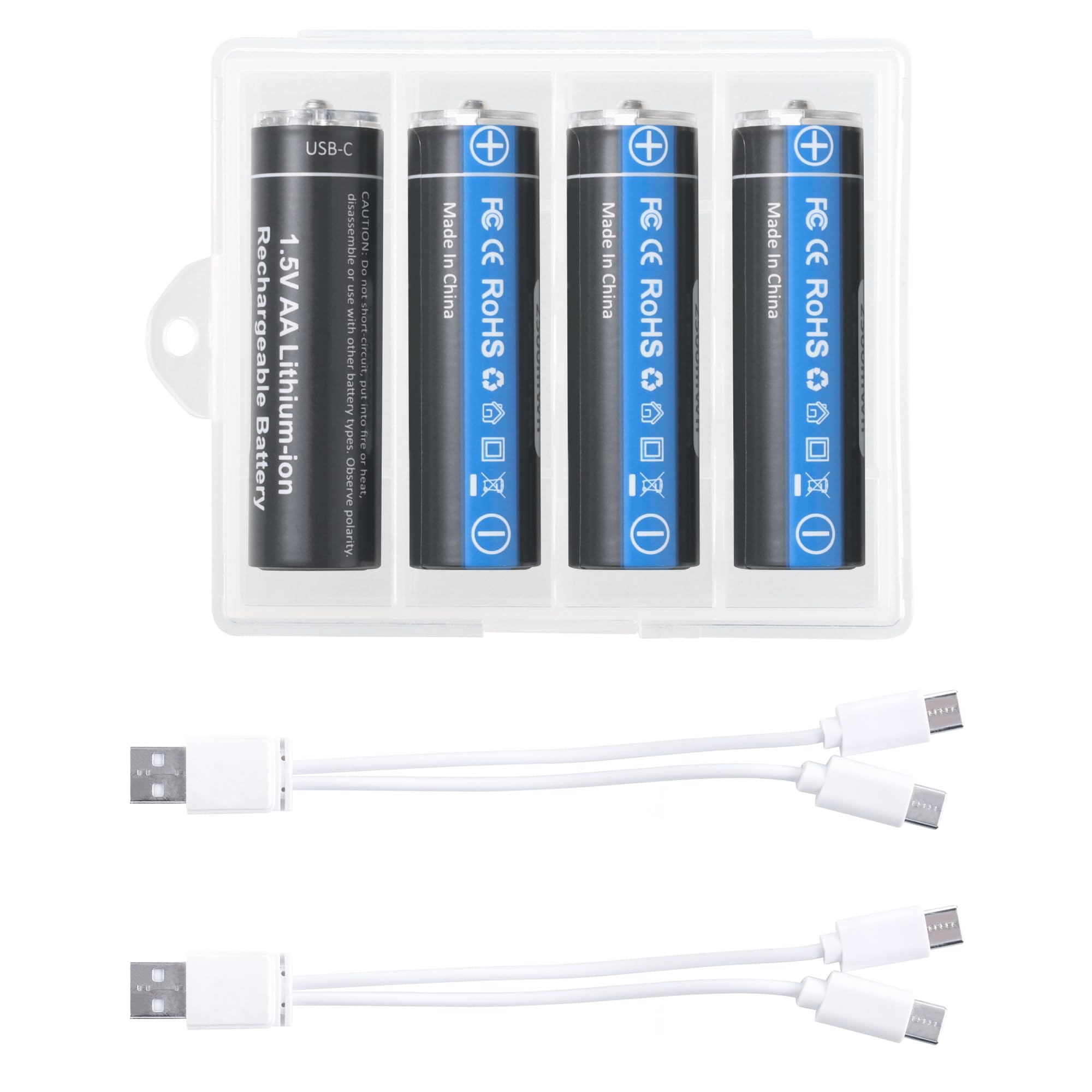 Amazon.com: USB-C Rechargeable AA Batteries, Lithium Ion 1.5V 2500 mAh ...