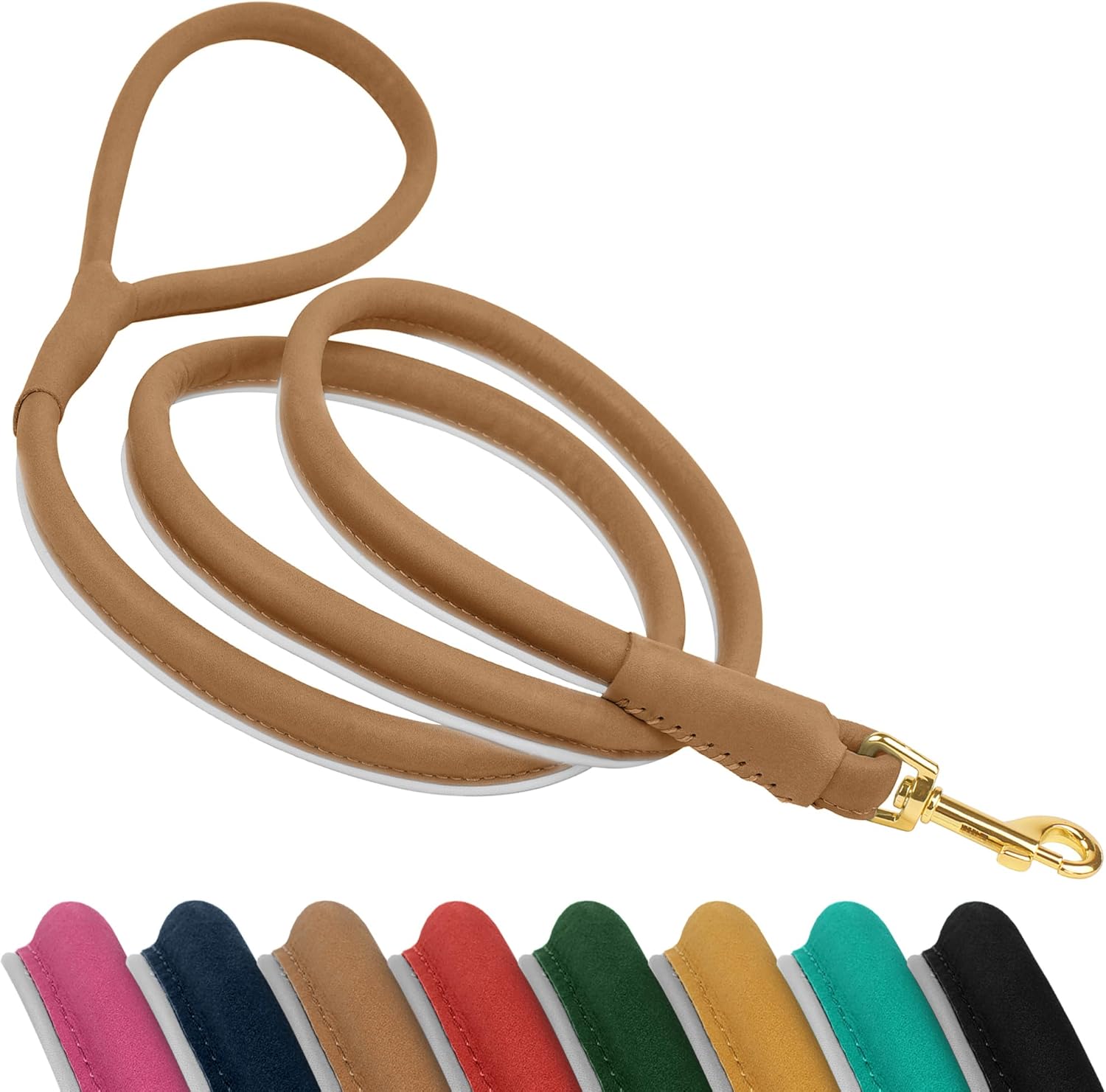 Amazon.com : OOPSDOGGY Reflective Rolled Leather Dog Leash 6ft - Soft ...