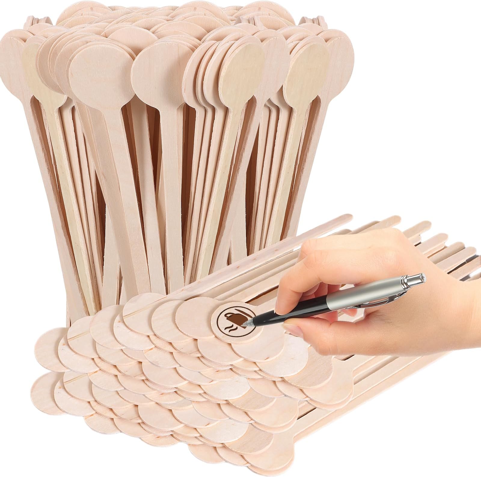 Amazon.com: Generic 100-500 PCS Personalized Wooden Drink Stirrers ...