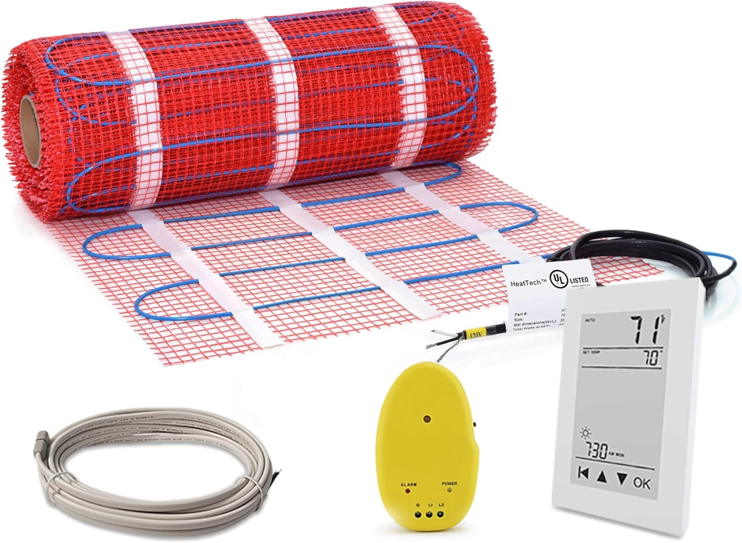 20 sqft Electric Floor Heating Mat Kit with Programmable GFCI ...