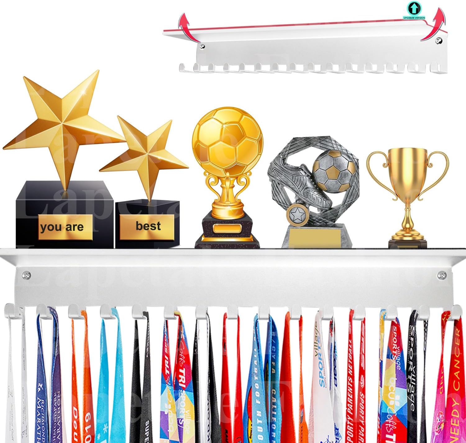 Amazon.com: Dolinvo Wooden Medal Hanger Display and Trophy Shelf with ...