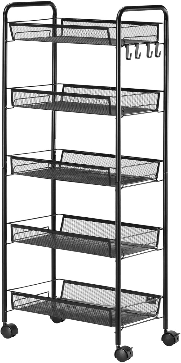 Amazon.com: MEZHI Compact 5-Tier Utility Cart, Serving Trolley with ...