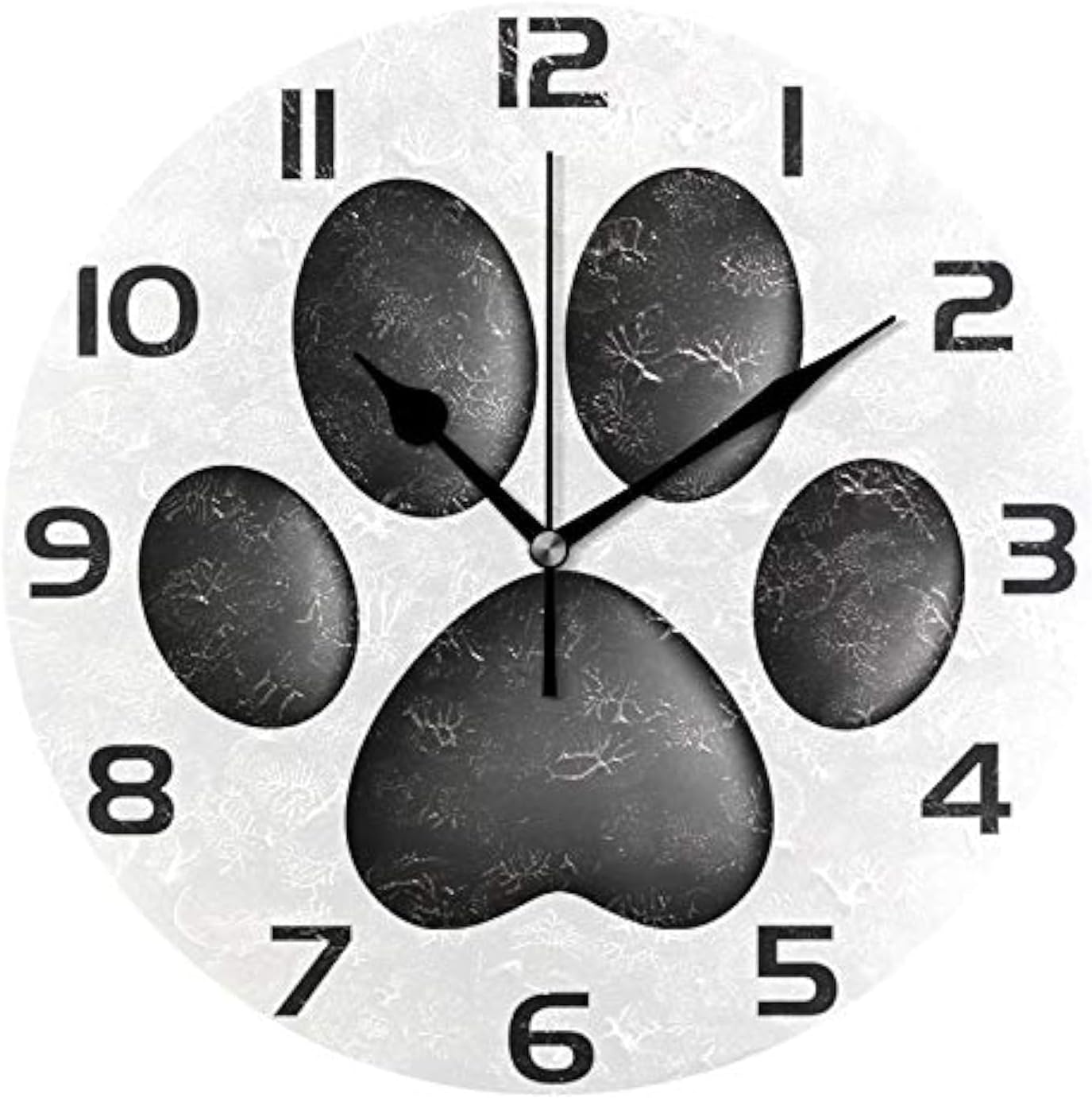 Amazon.com: Edafol Wall Clock Cat Dog Paw Print Silent Non Ticking ...