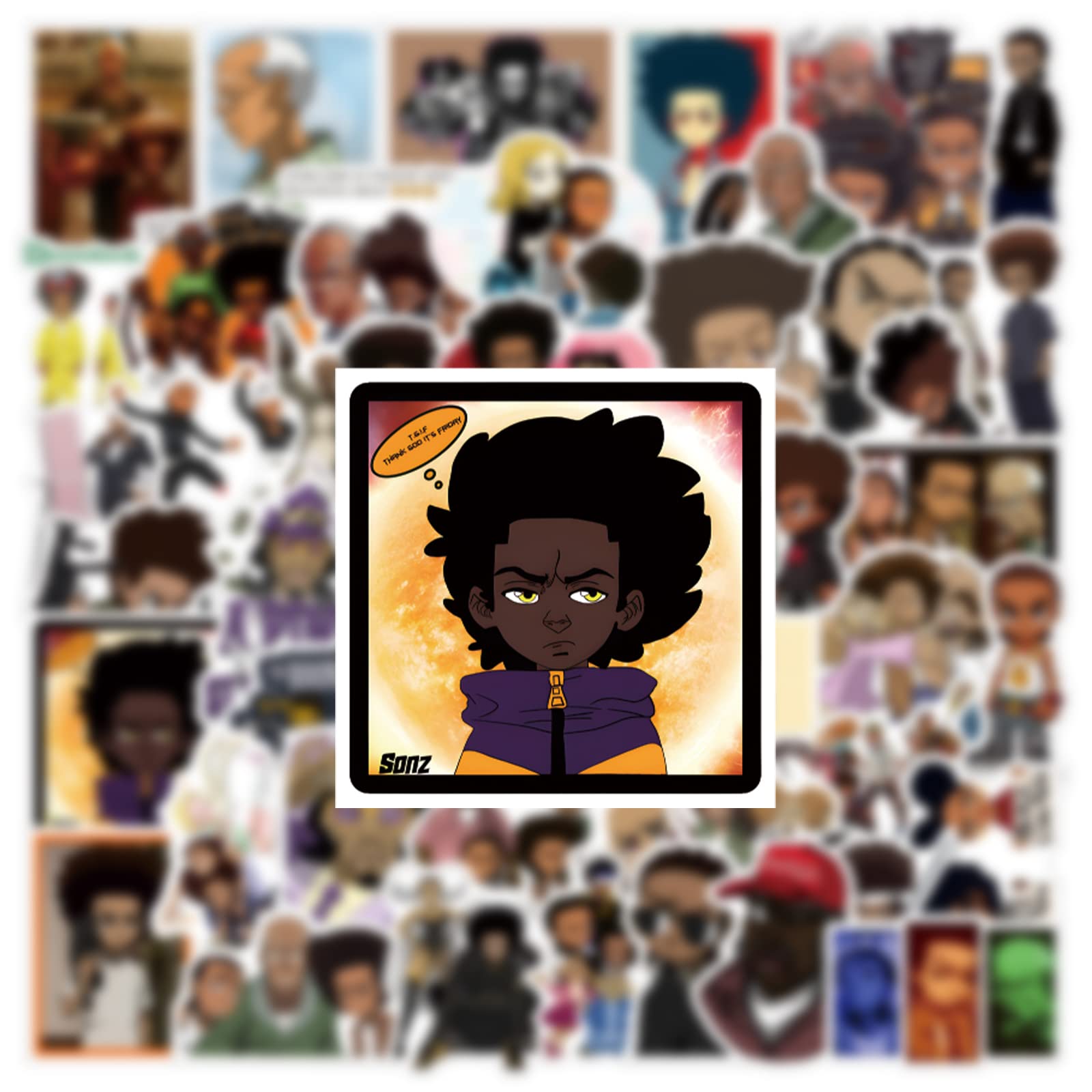 Snapklik.com : 50Pcs The Boondocks Stickers Pack, Funny Cartoon Vinyl ...