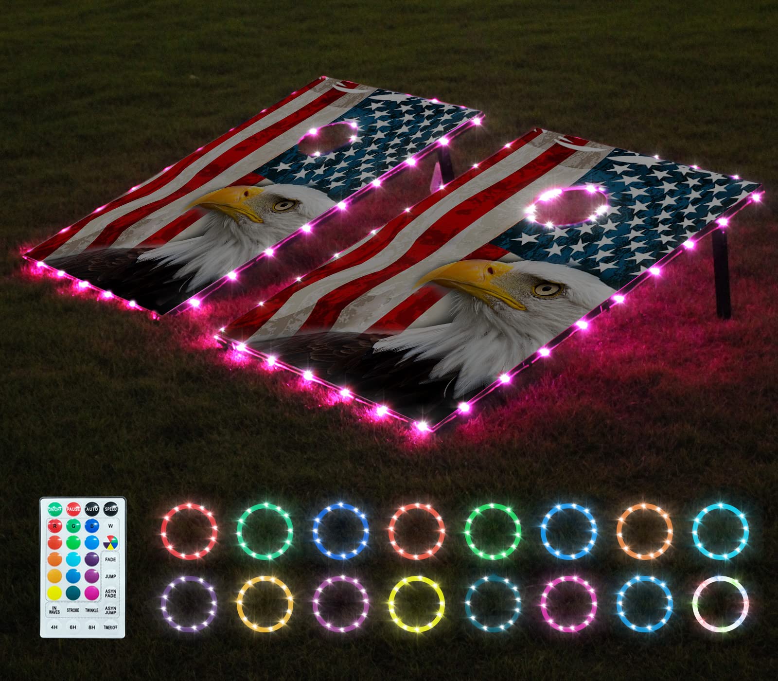 OUTTOY Led Cornhole Boards Outdoor Games Sets, Corn Hole with 16 Color ...