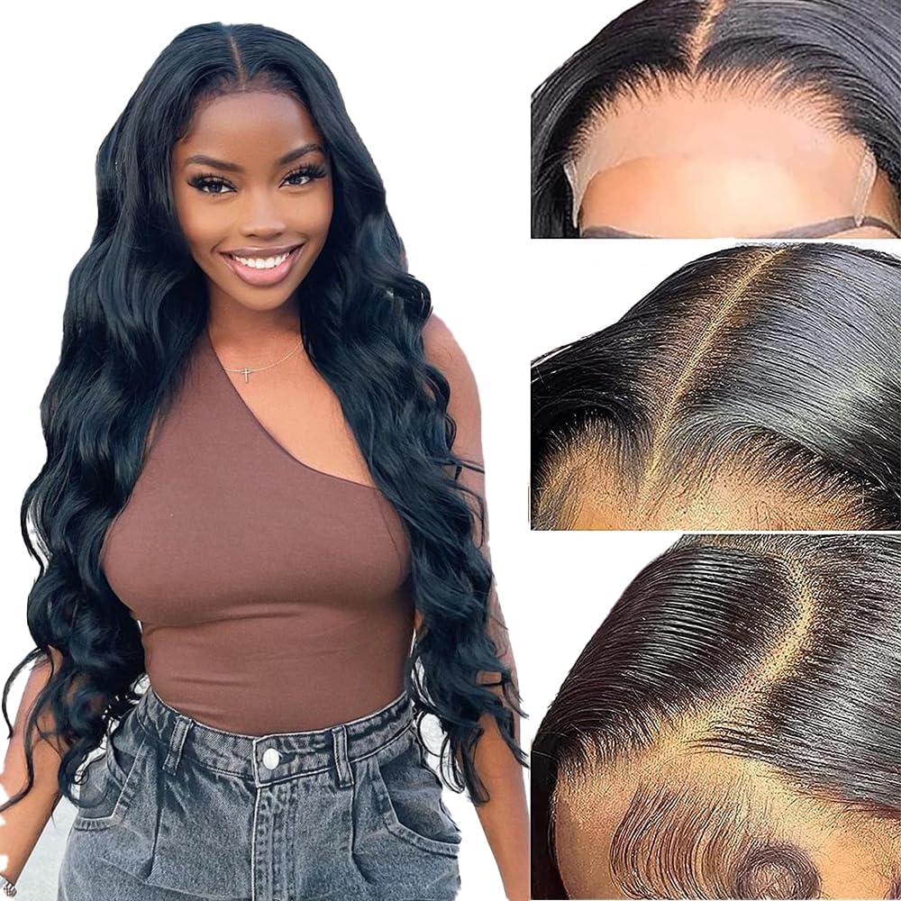 Amazon.com : 24Inch Lace Front Wigs Human Hair Pre Plucked 360 Full ...