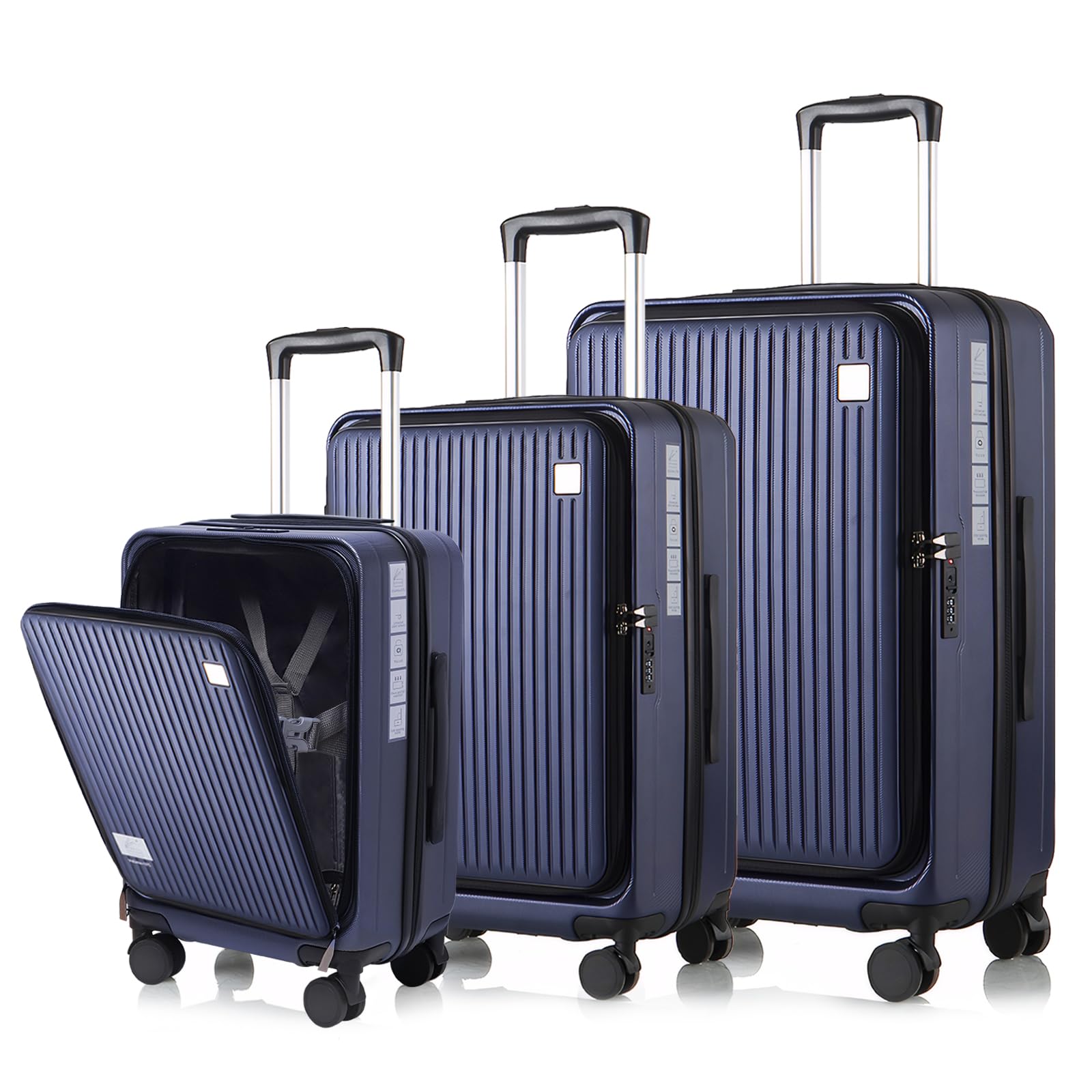 Amazon.com | SONSENAI Luggage Sets 3 Piece, ABS Lightweight 20in/24in ...
